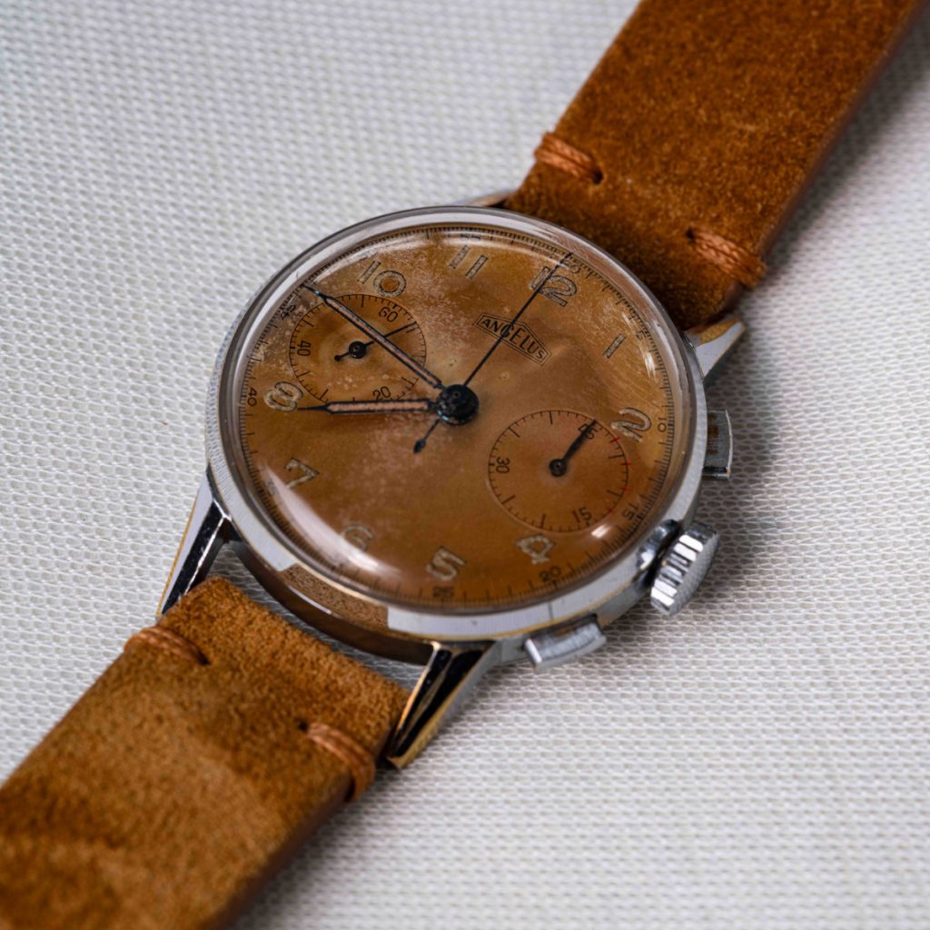 Angelus 1940s Vintage 2-Register Chronograph – Stainless Steel